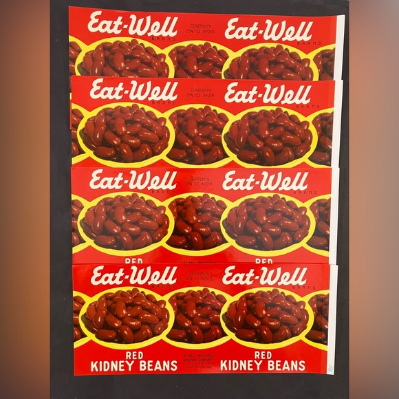 Unique Vintage | Other | Vintage Nos Eatwell Can Labels Red Kidney ...